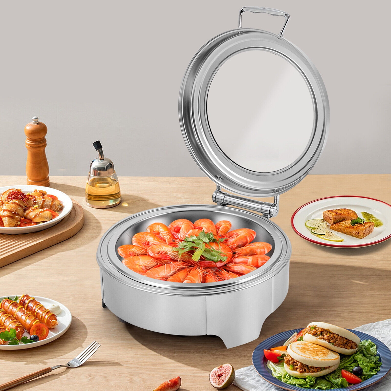 Miumaeov 6.34QT Electric Chafing Dish Round Stainless Steel Chafing ...