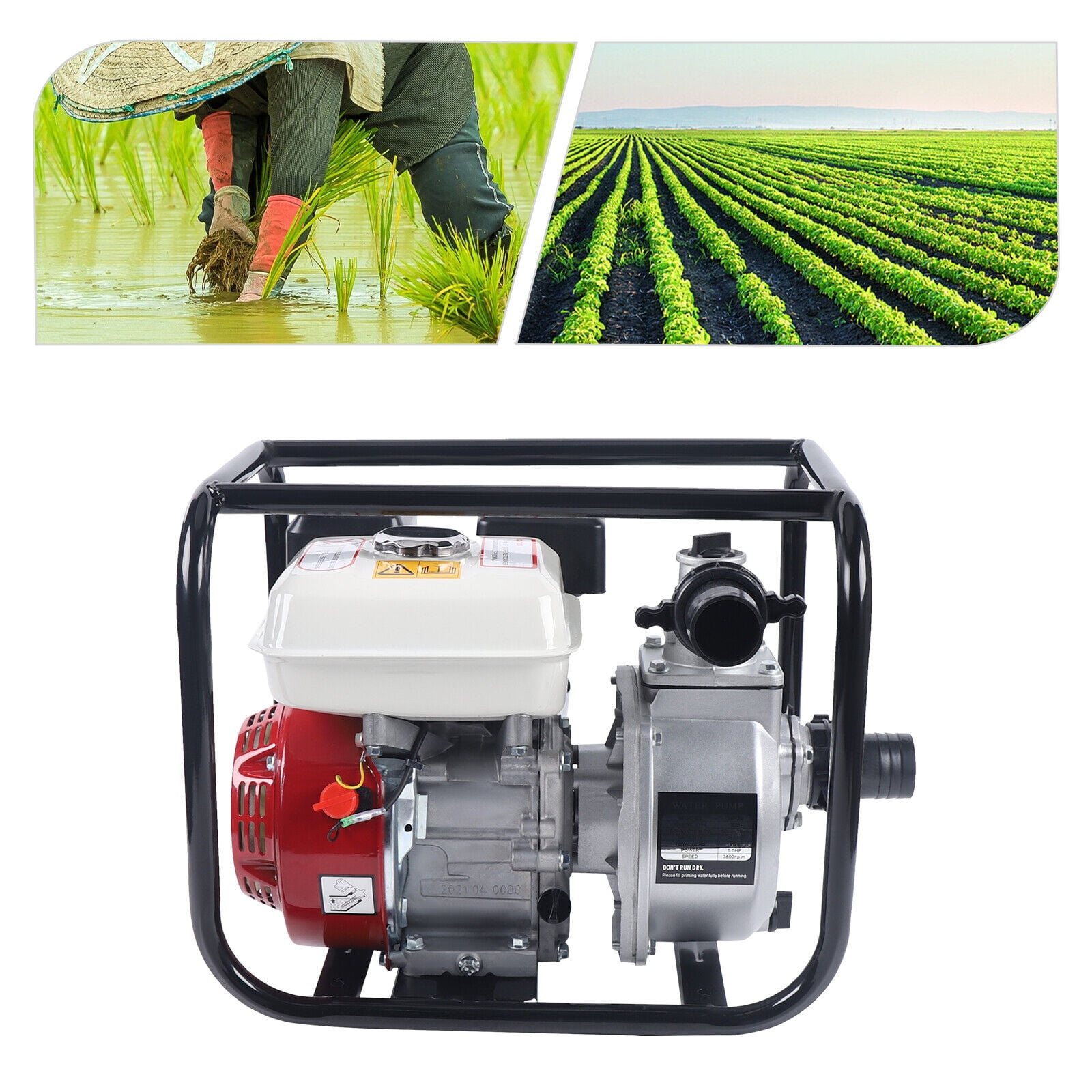 Miumaeov 6.5HP 4.8KW Gasoline Water Pump 2'' Semi Trash Pump Gas ...
