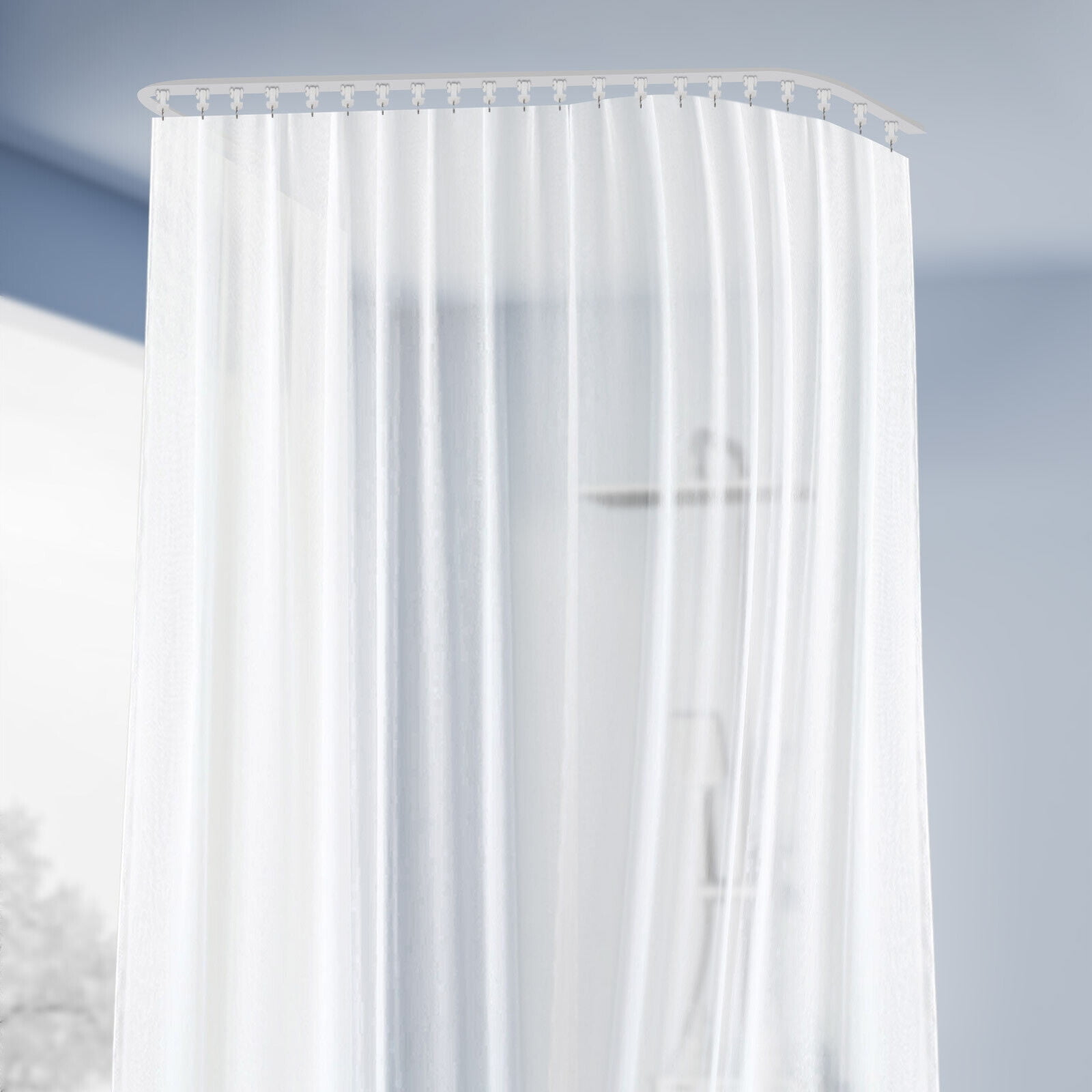 Miumaeov 6-9ft Ceiling Mount Track Set Bendable Curtain Rail System ...