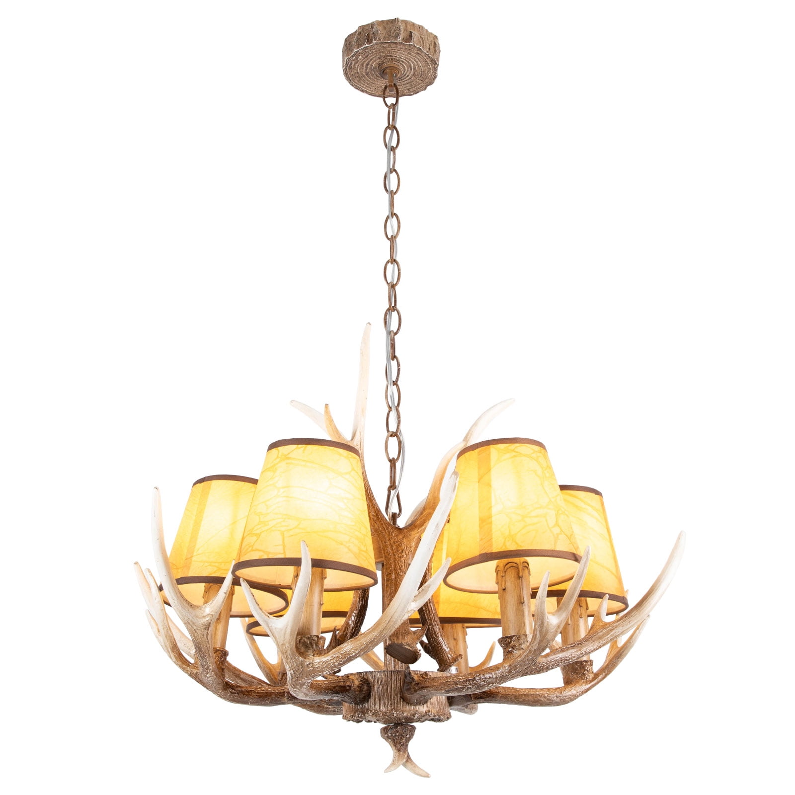 Miumaeov 6 Head Vintage Antler Chandelier Retro Deer Horn Pendant Lamp ...