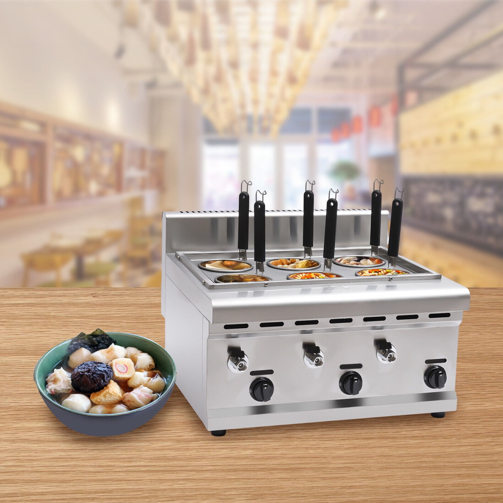 Miumaeov 6-Hole Pasta Cooking Machine Stainless Steel Commercial Pasta ...