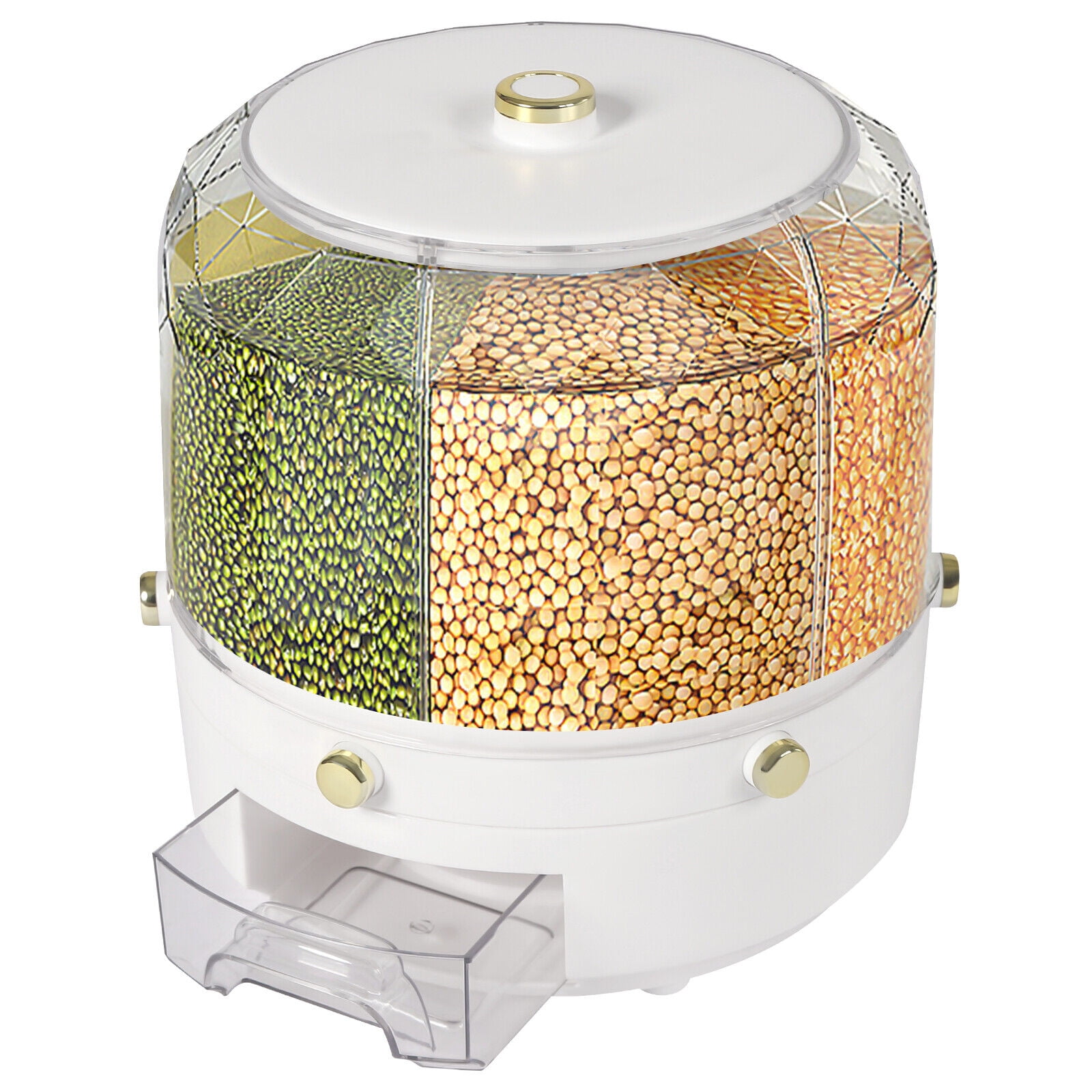 Miumaeov 6-In-1 6KG Cereal Dispenser 360° Rotating Grain Bean Container ...