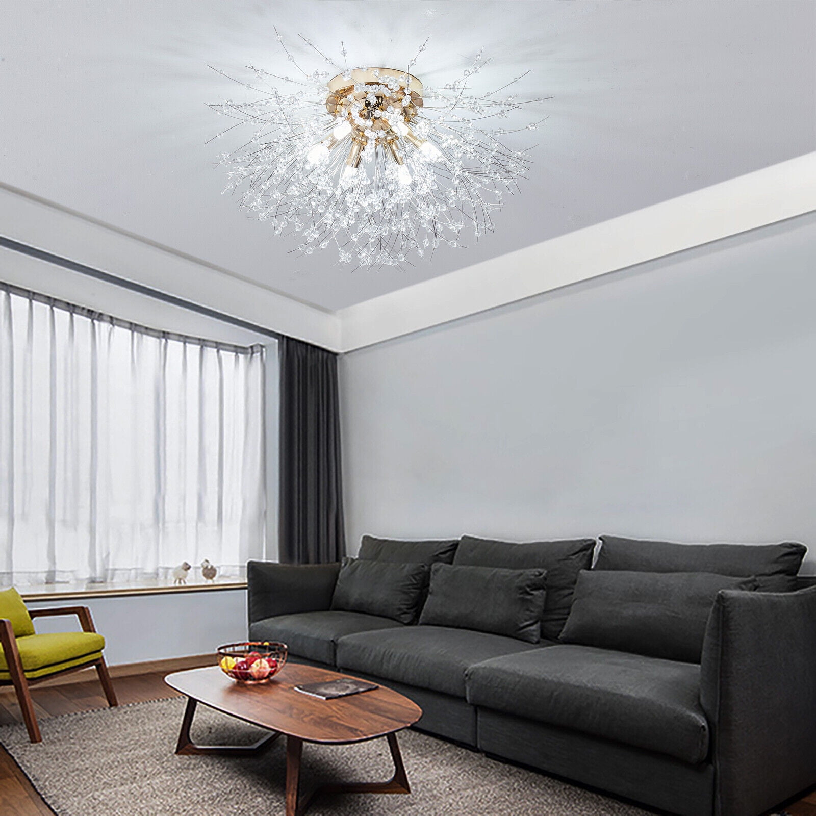 Miumaeov 6 Lights Elegant Firework Crystal Chandelier Creative ...