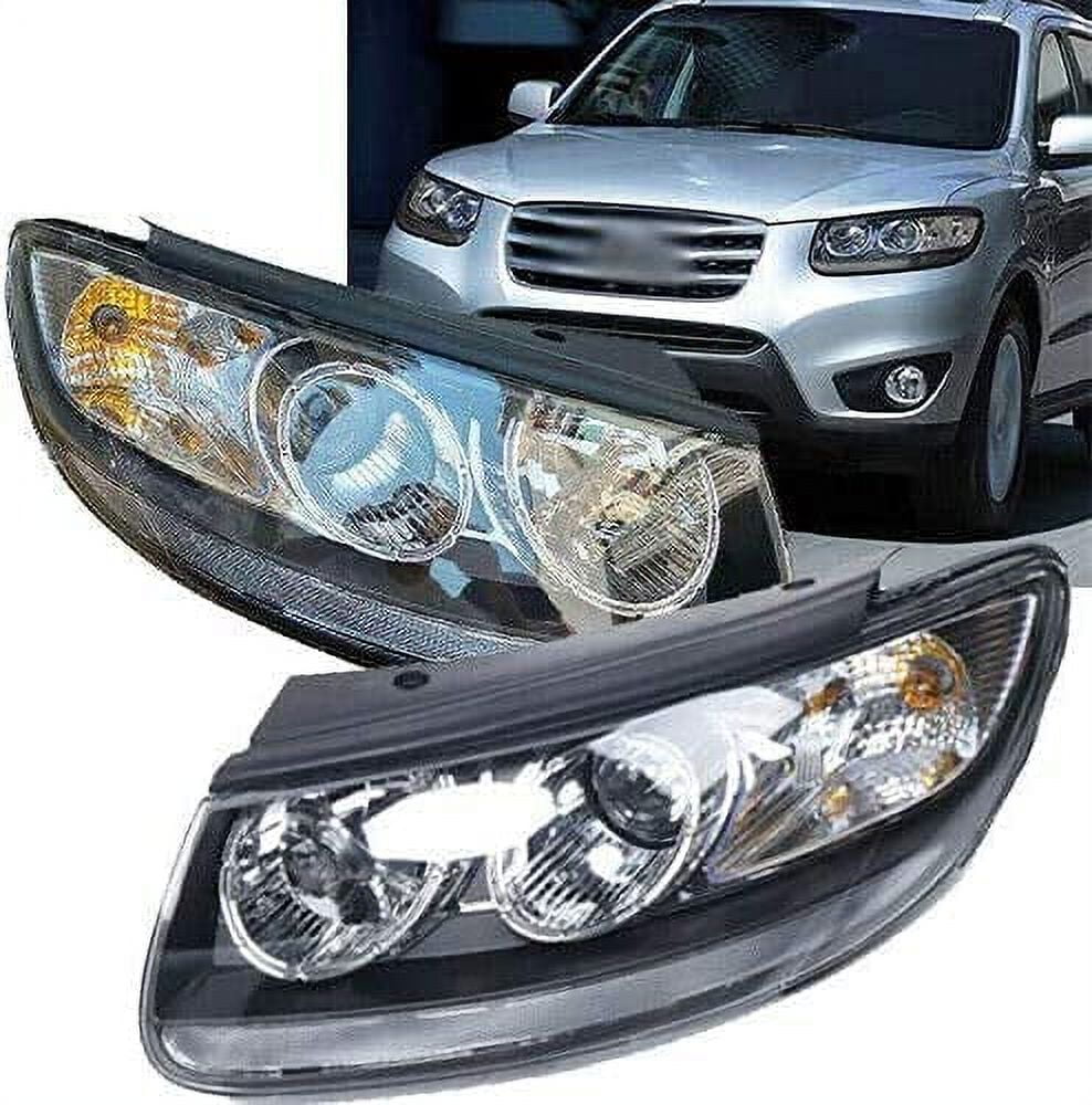 Miumaeov 6 Pin Headlight for 2007-2012 Hyundai Santa Fe Black Housing Projector Headlights ...