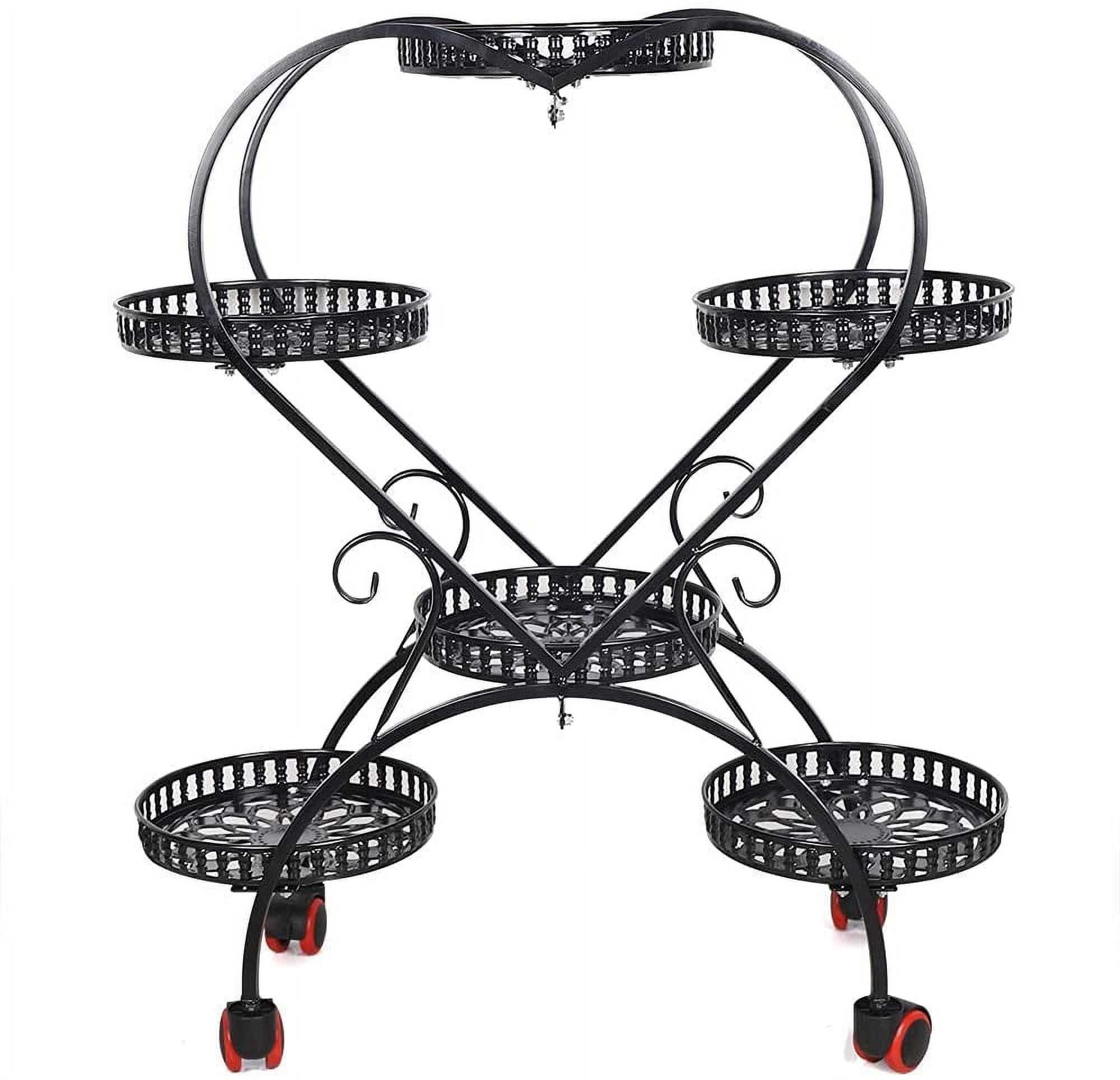Miumaeov 6 Pots Metal Plant Stand, Heart Shape, Movable with Wheels ...