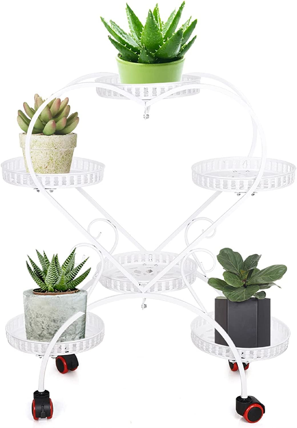 Miumaeov 6 Pots Modern Metal Plant Stand Heart Shape Flower Holder ...