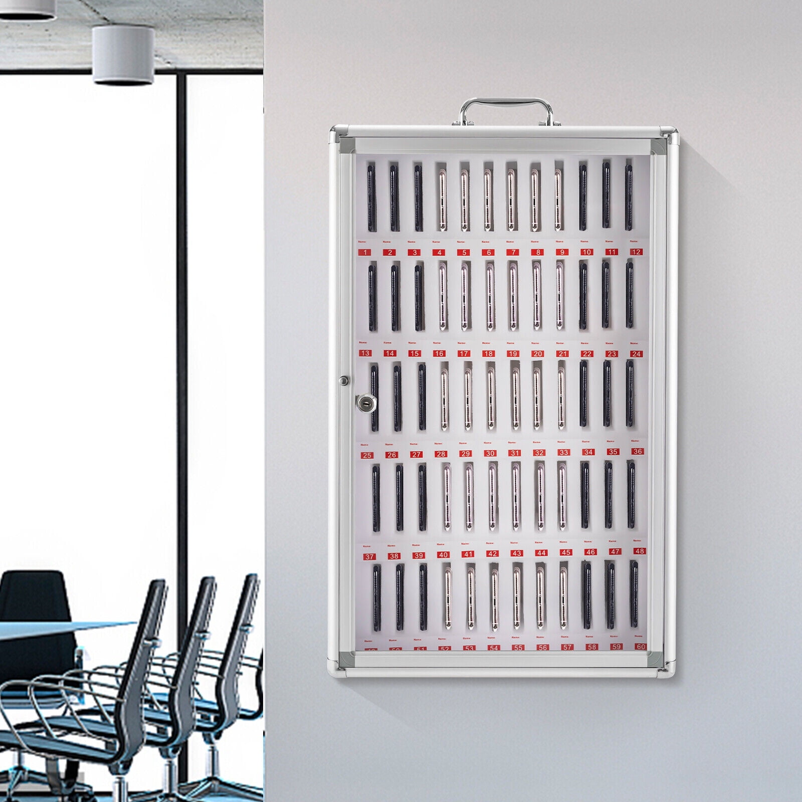 Miumaeov 60-Slot Wall-Mounted Phone Cabinet, Aluminum & Acrylic ...