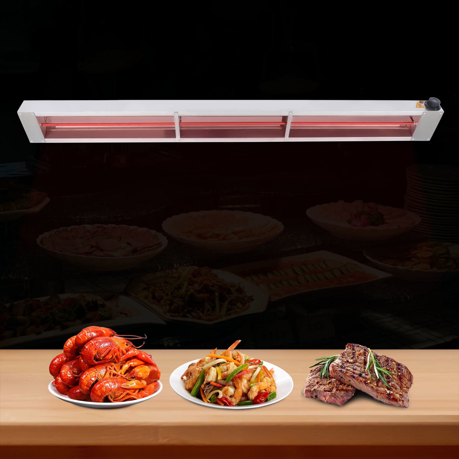 Miumaeov 60'' Stainless Steel Electric Food Heater, 110V 1000W Overhead ...