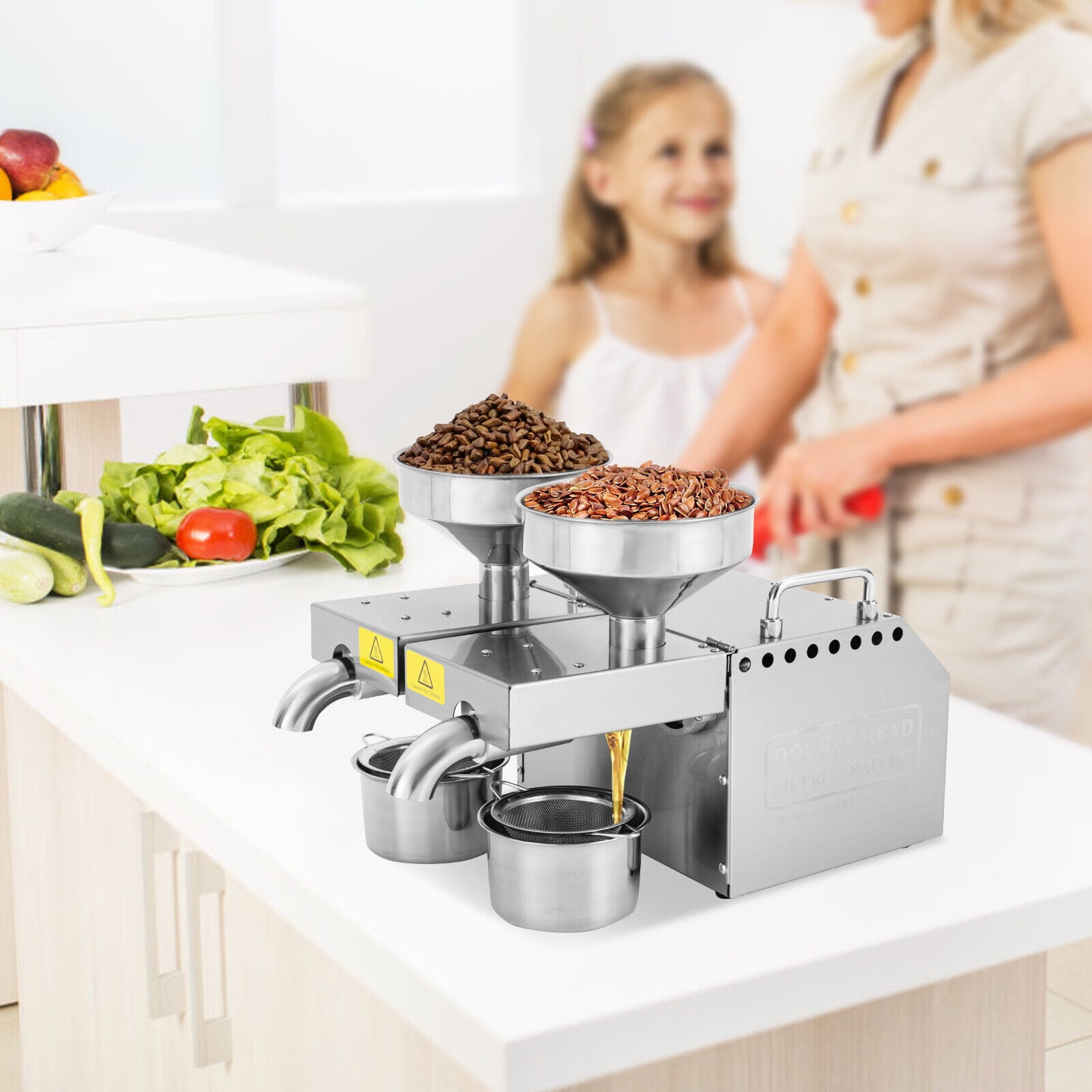 Miumaeov 600W Oil Press Machine with Double Oil Outlets Commercial ...