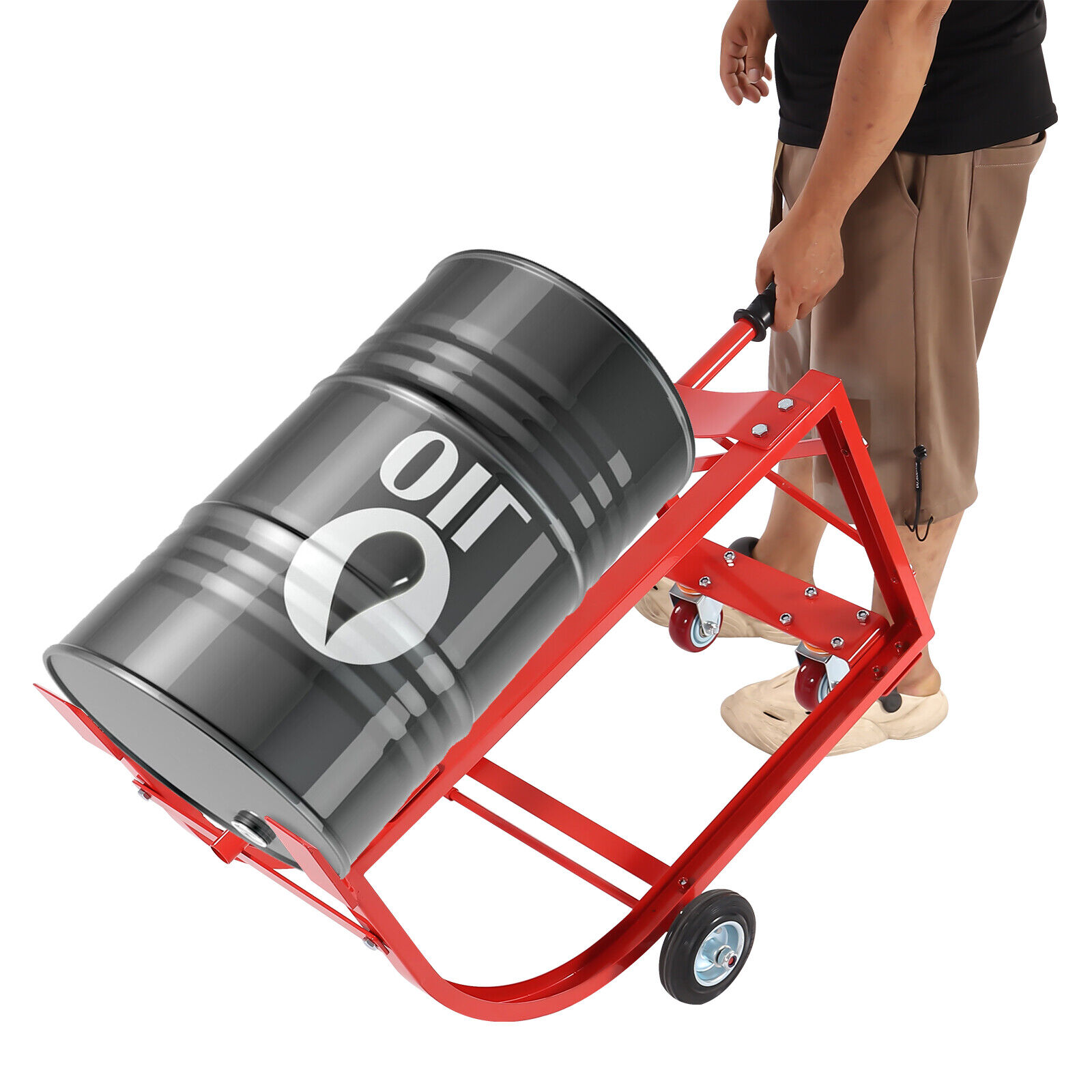 Miumaeov 600lbs Drum Cradle With 4 Wheels 55Gal Drum Cradle Red for ...