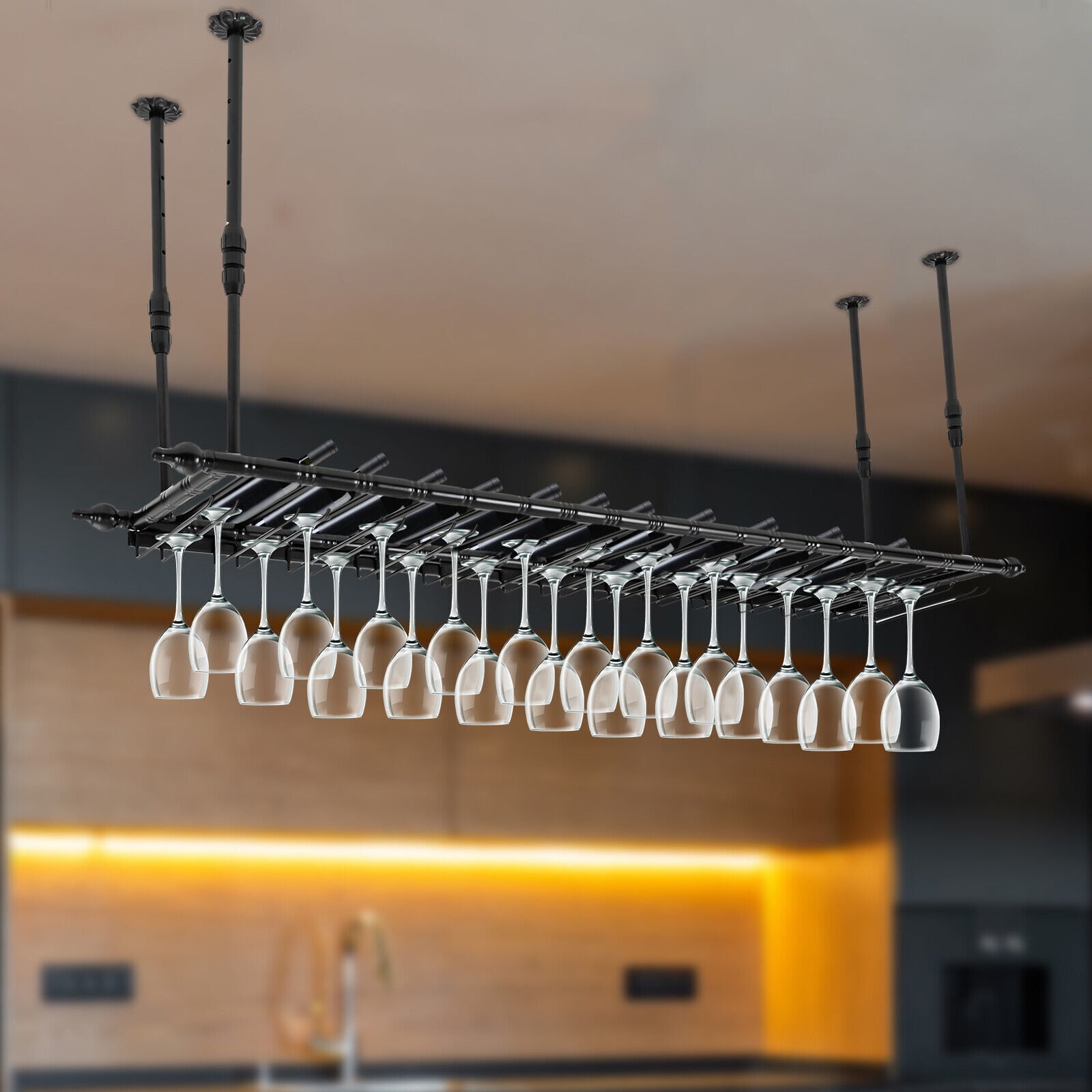 Miumaeov 60inch Wine Rack Ceiling Mounted Glass Holder Bar Bottle ...