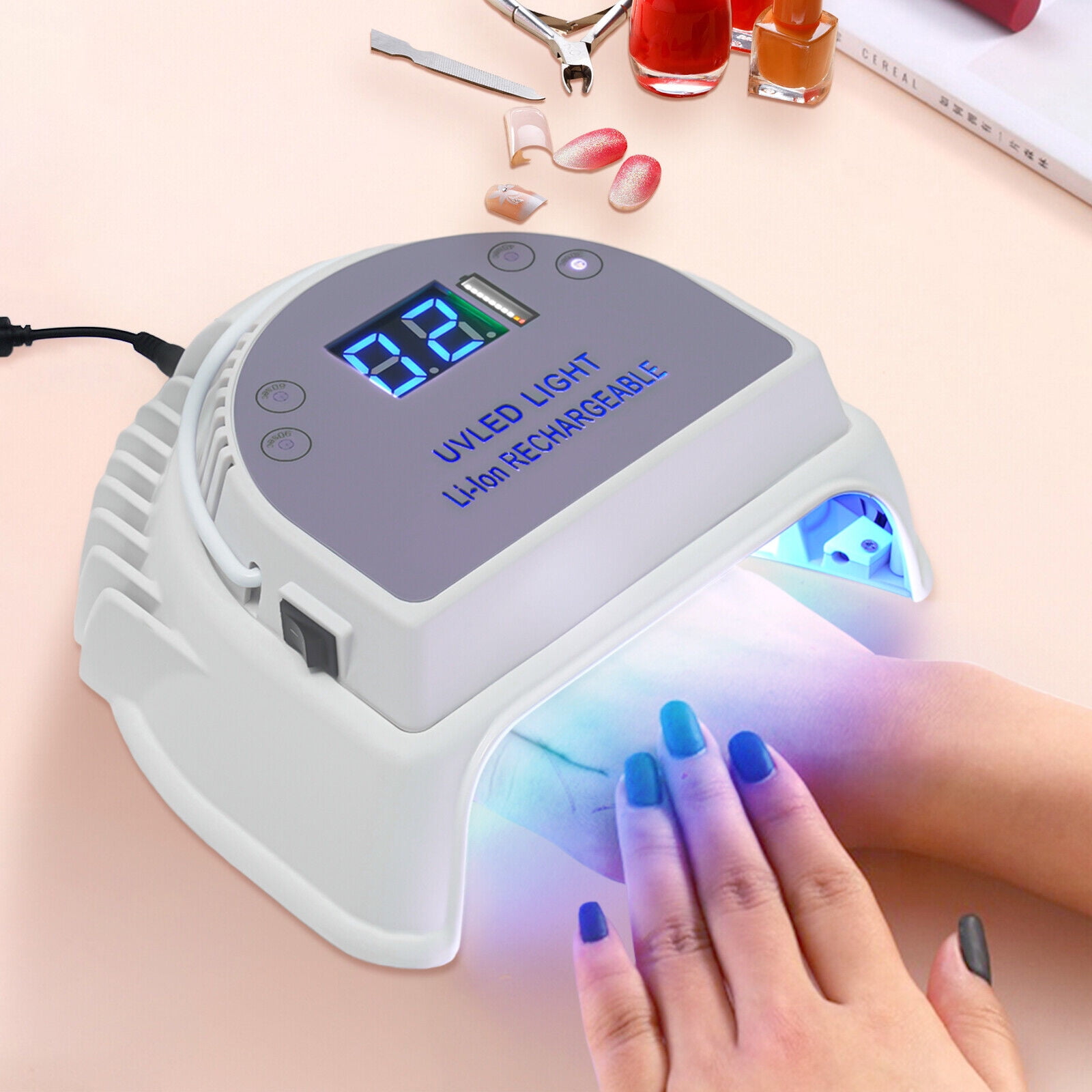 Miumaeov 64W Rechargeable Cordless Nail Dryer Lamp Polish Machine ...