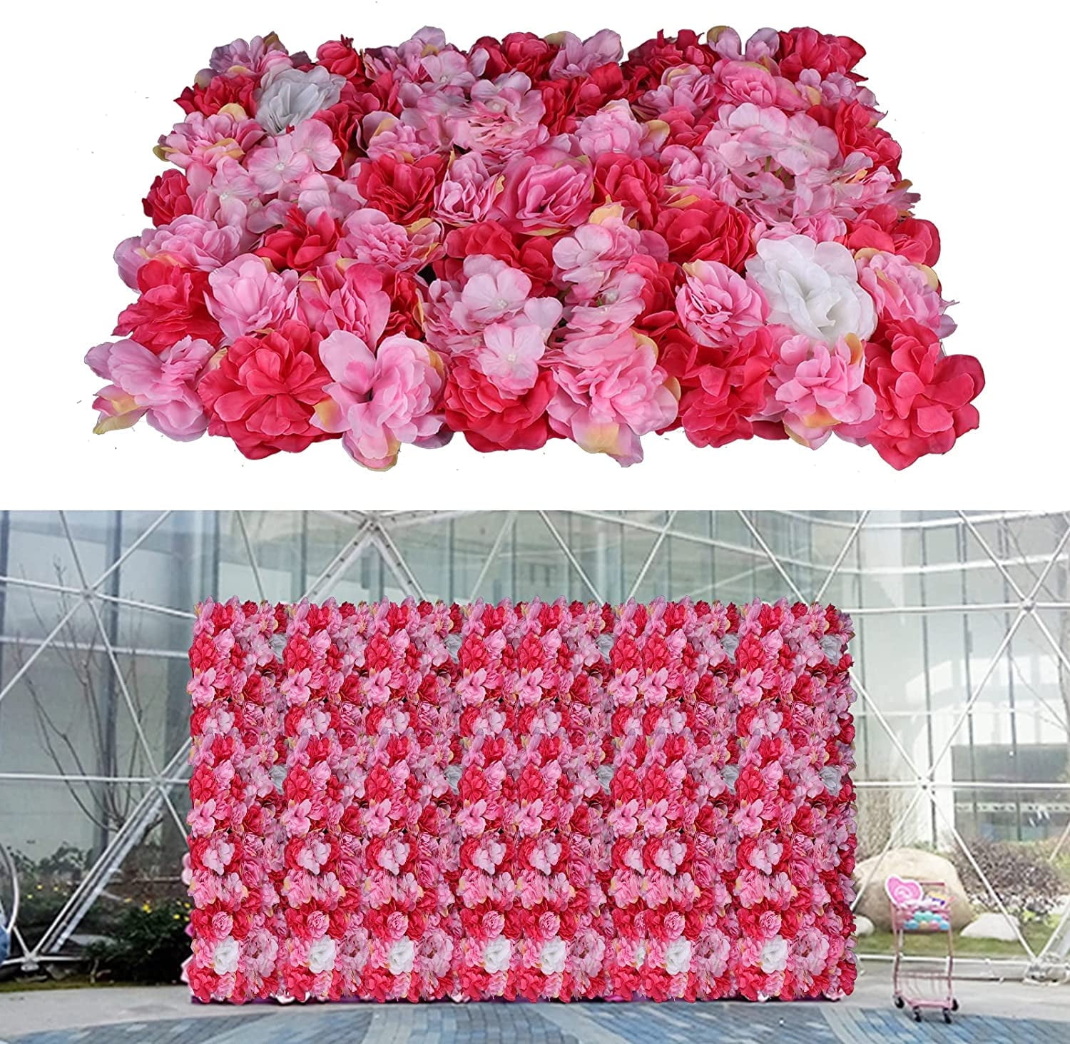 Miumaeov 6PCS Silk Floral Panel Velvet Hydrangea Wall Panel for Wedding ...