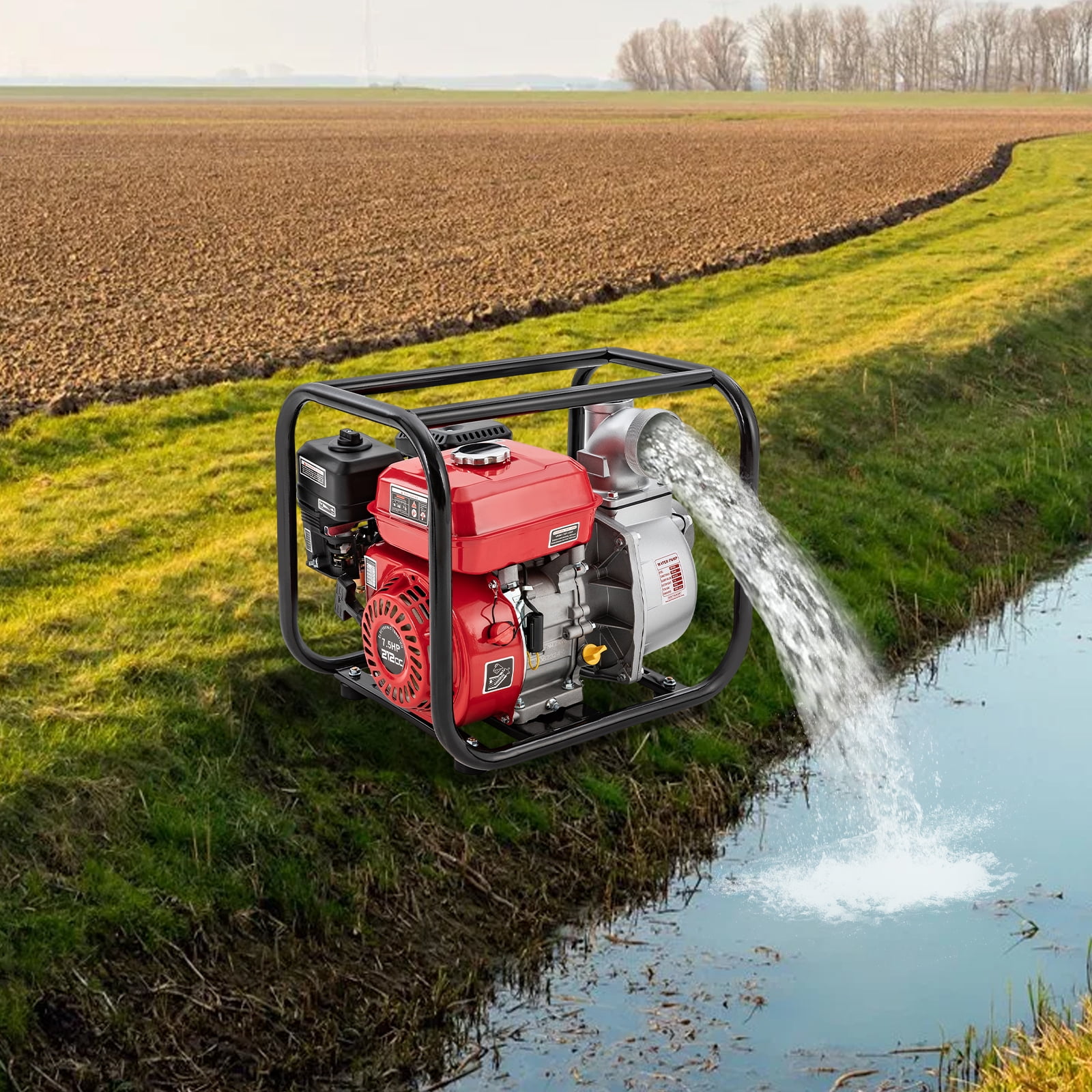 Miumaeov 7.5HP Gasoline Engine Water Pump, 4-Stroke Gas Powered Trash ...