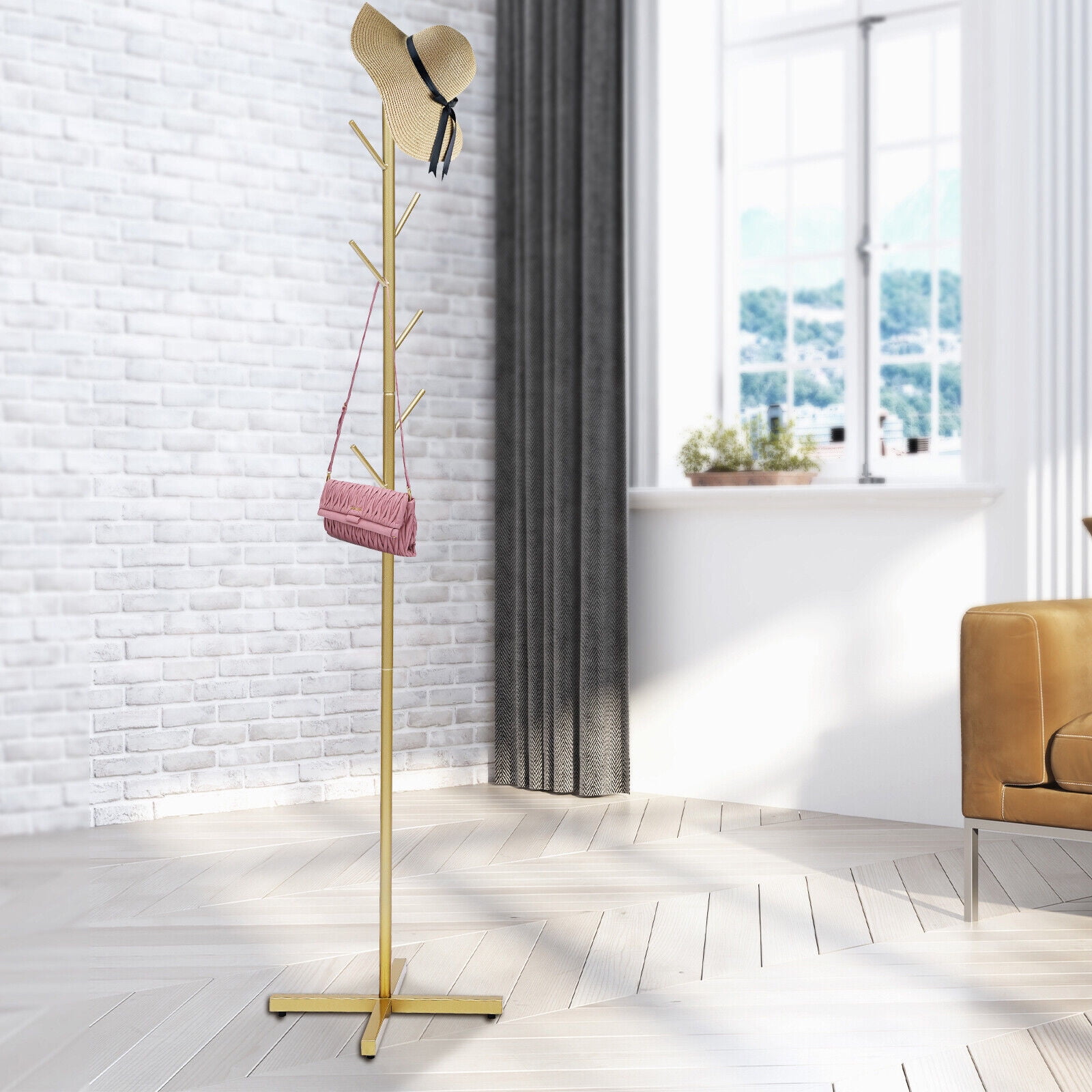 Miumaeov 7 Hooks Coat Hat Rack Stand Tree Clothes Hanger Umbrella ...