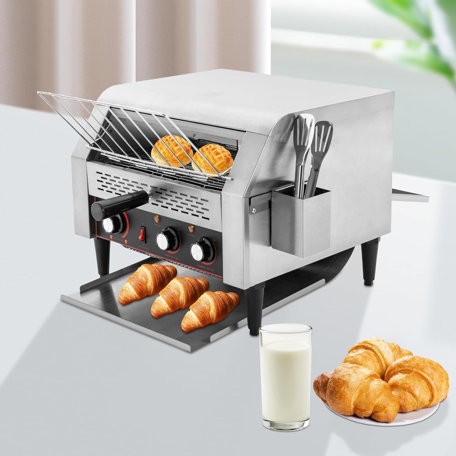 Miumaeov 7-Speed Commercial Conveyor Toaster 450 Slices/Hour Stainless ...