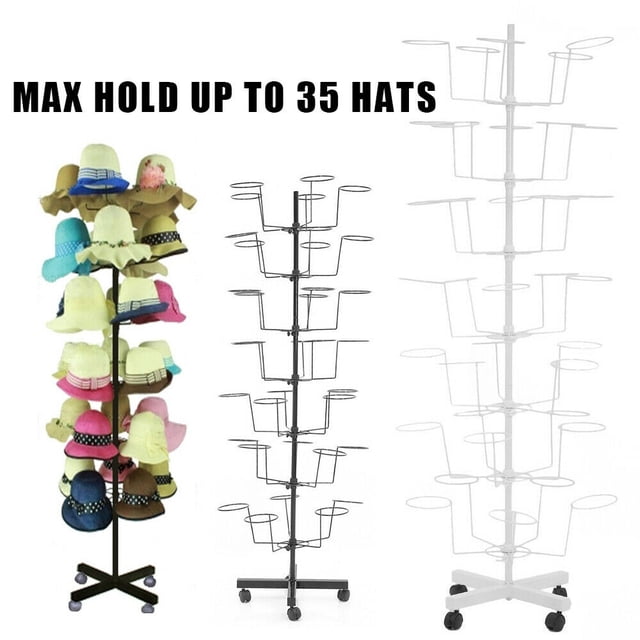 Miumaeov 7 Tier Adjustable Hat Display Retail Hat Rack Rotating Spinner ...