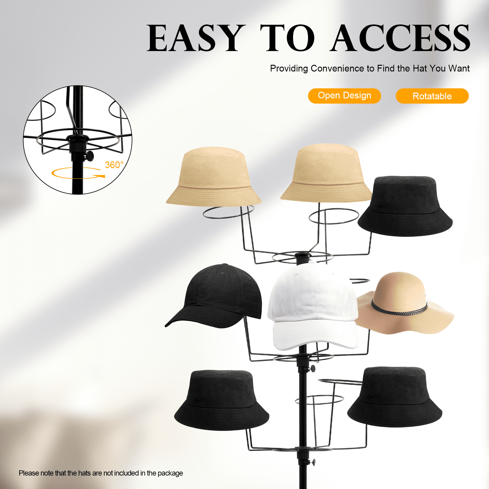 Miumaeov 7 Tier Rotating Hat Display Rack Free Standing Floor Caps ...