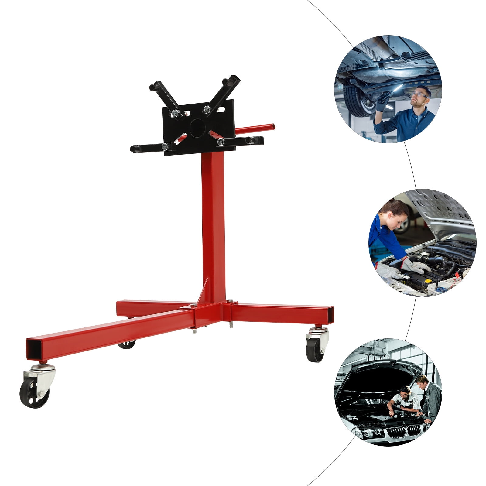 Miumaeov 750 LBS Red 360° Rotating Engine Stand Carbon Steel Engine ...