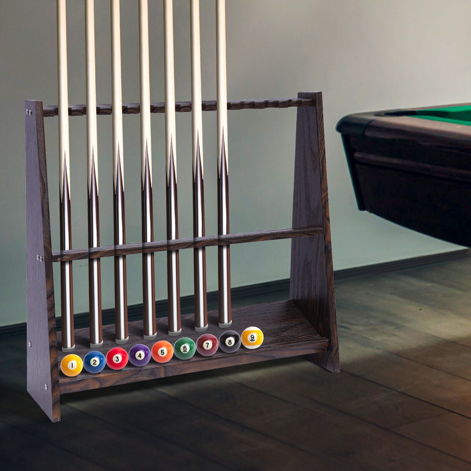Miumaeov 8/10 Hole Billiard Cue Rack Floor Standing Pool Cue Rack Wood ...