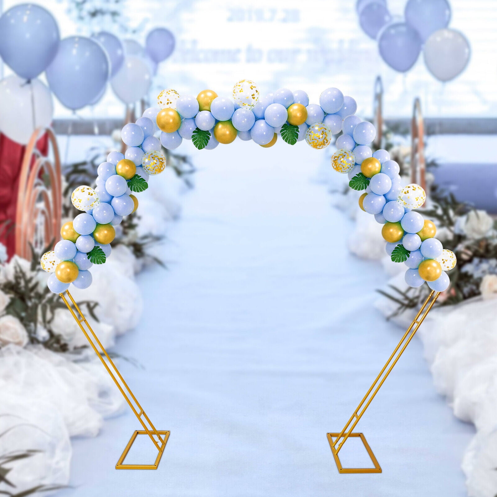 Miumaeov 8.2ft Metal Hexagon Wedding Arch Backdrop Stand Flower Balloon ...