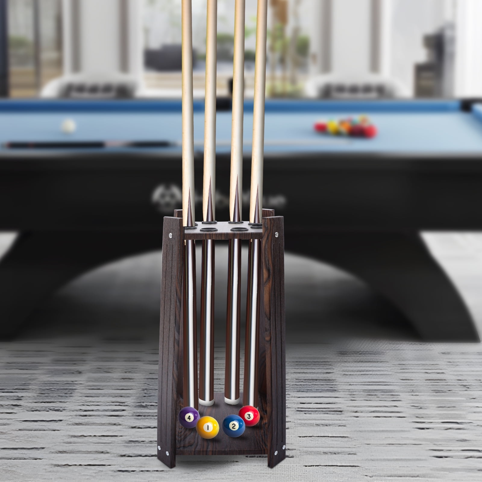 Miumaeov 8-Hole Billiard Cue Rack, Wood Multifunctional Pool Stick ...