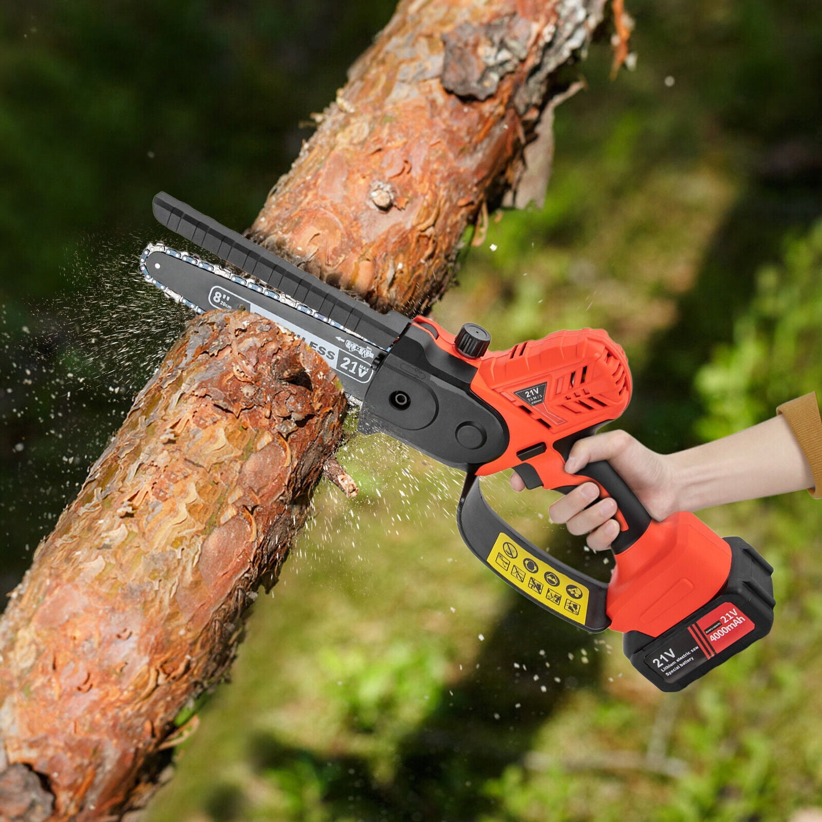 Miumaeov 8" Mini Chainsaw Cordless Handheld Electric Mini Chainsaw ...