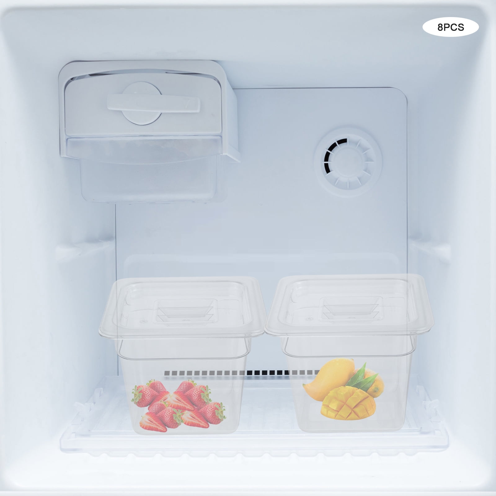 Miumaeov 8 Pack 1/6 Size Stackable Clear Food Prep Pans Square ...