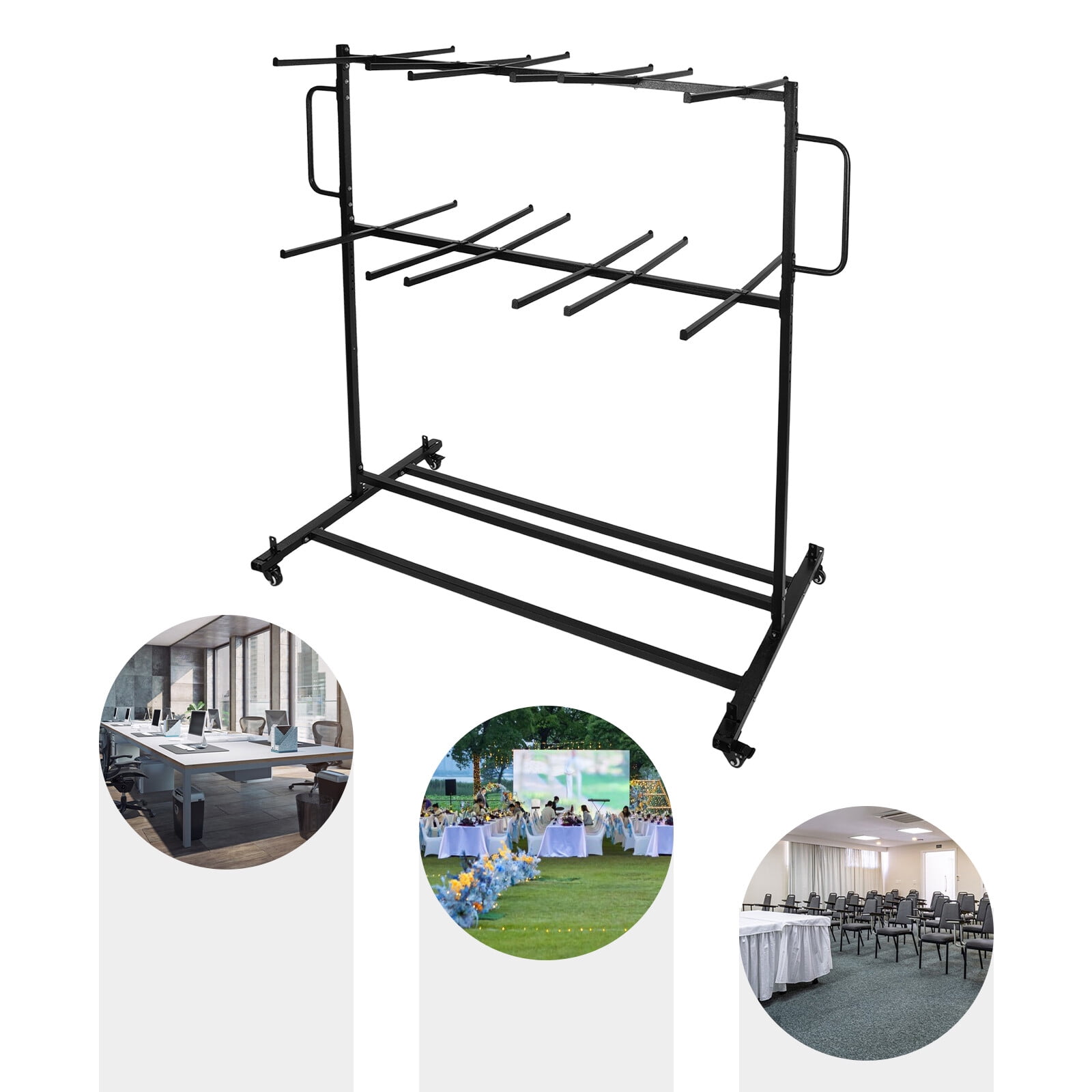 Miumaeov 84 Chairs Folding Chair Cart Heavy Duty Mobile Stackable Chair ...
