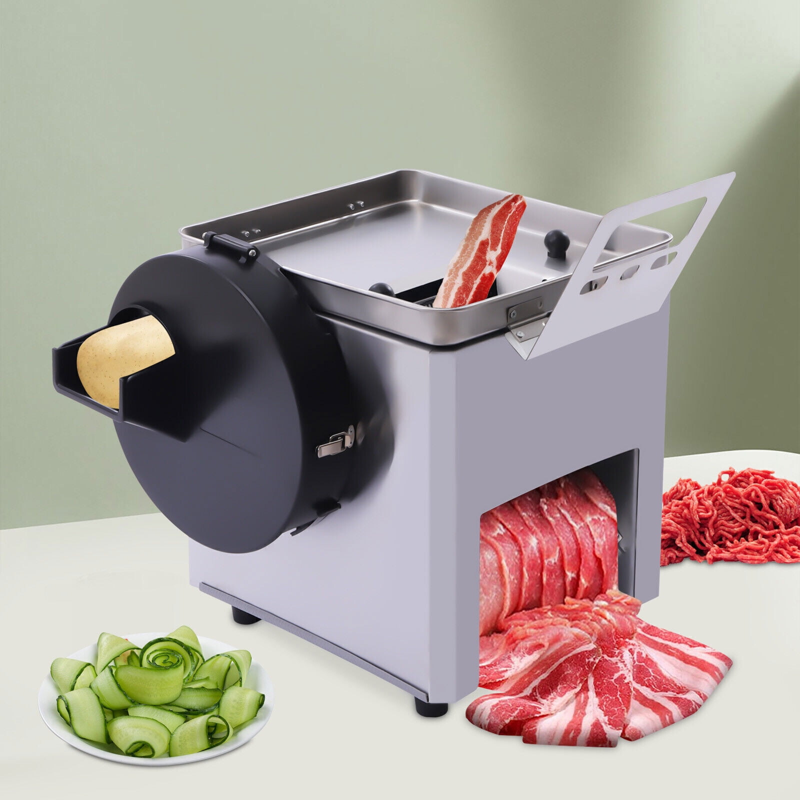 Miumaeov 850W Stainless Steel Meat Cutting Machine Desktop Electric ...