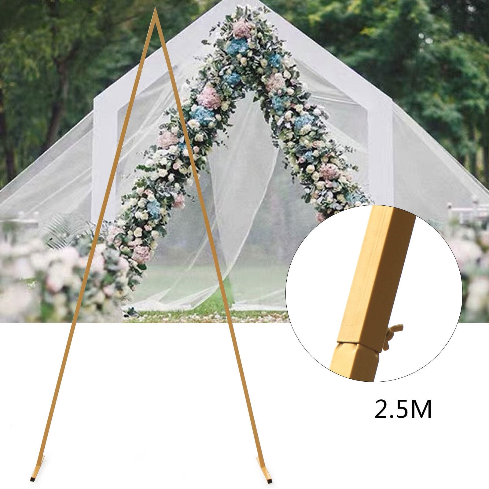 Miumaeov 8FT Triangle Wedding Arch Backdrop Stand Metal Flower Balloon ...