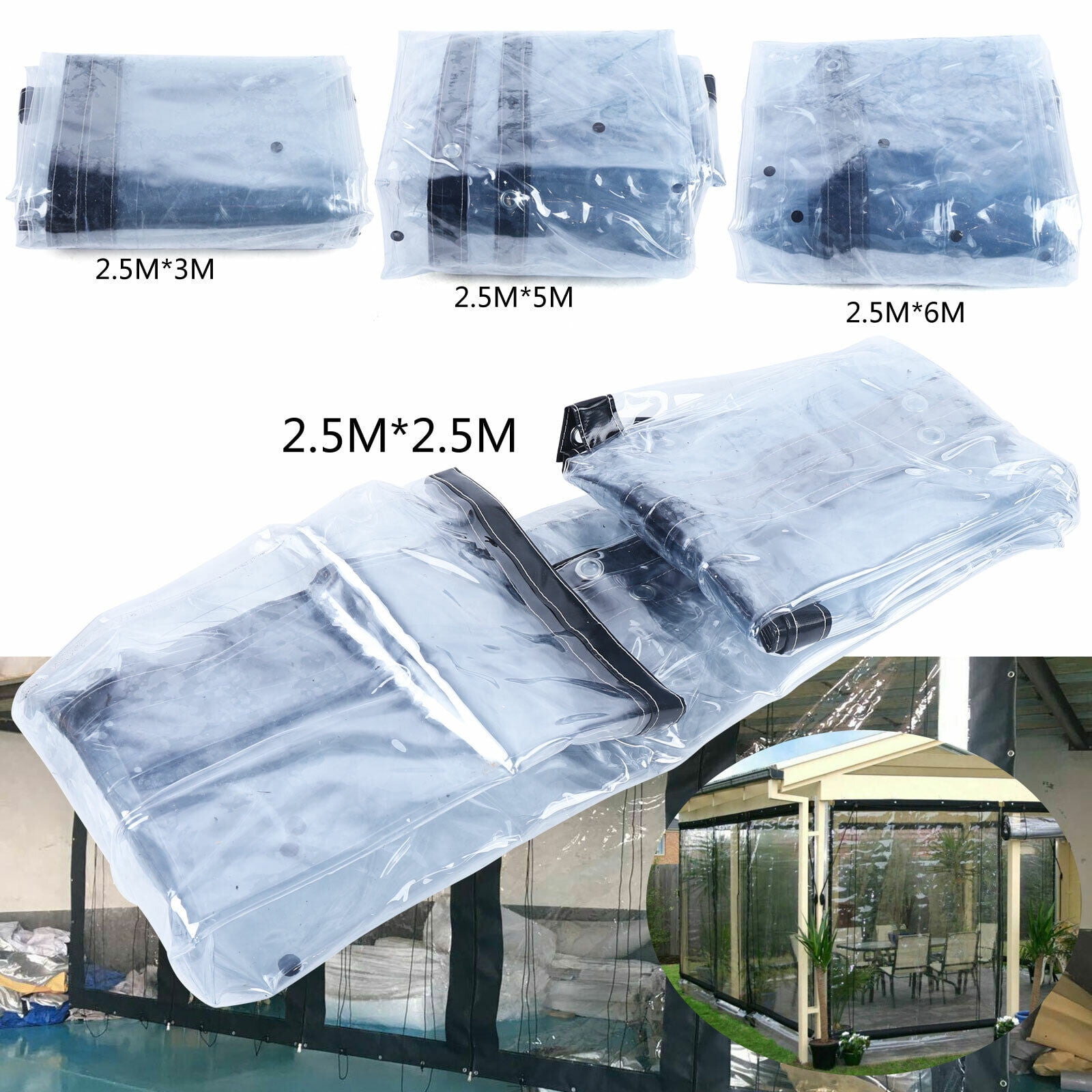 Miumaeov 8x8ft Transparent PVC Rain Cloth Waterproof Curtain Commercial ...