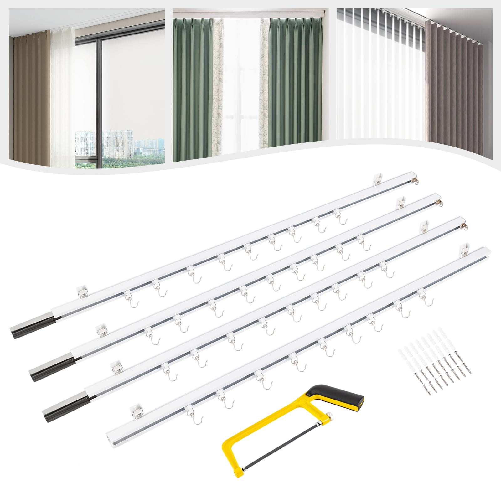Miumaeov 9-12ft Curtain Track Ceiling Wall Mount Track Kit Room Divider ...