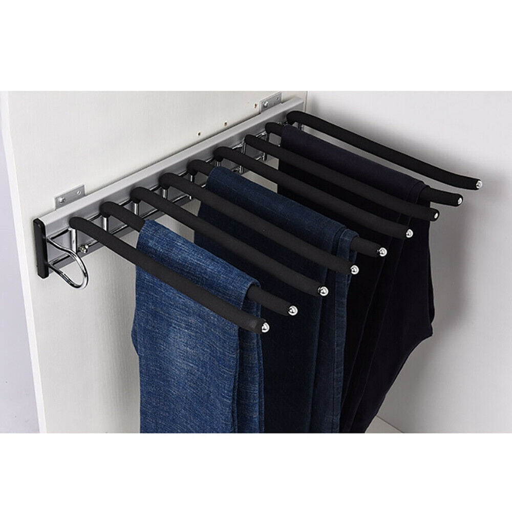 Miumaeov 9 Arms Pull Out Trouser Hanger Rack Closet Pants Storage Rack ...