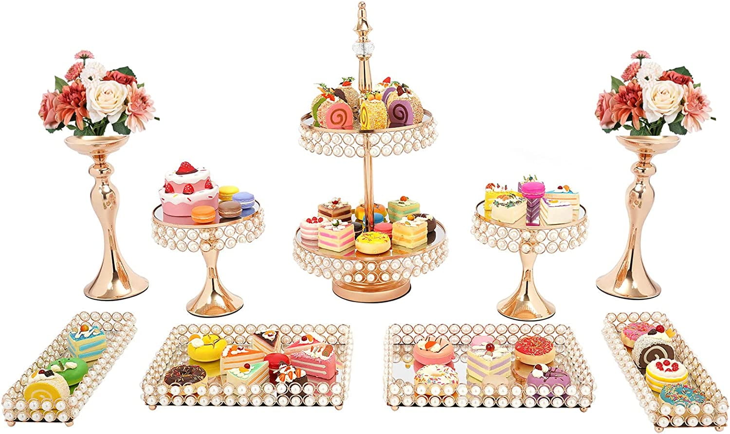 Miumaeov 9Pcs Cake Stand Cupcake Tray Holder Dessert Display Rack Party ...