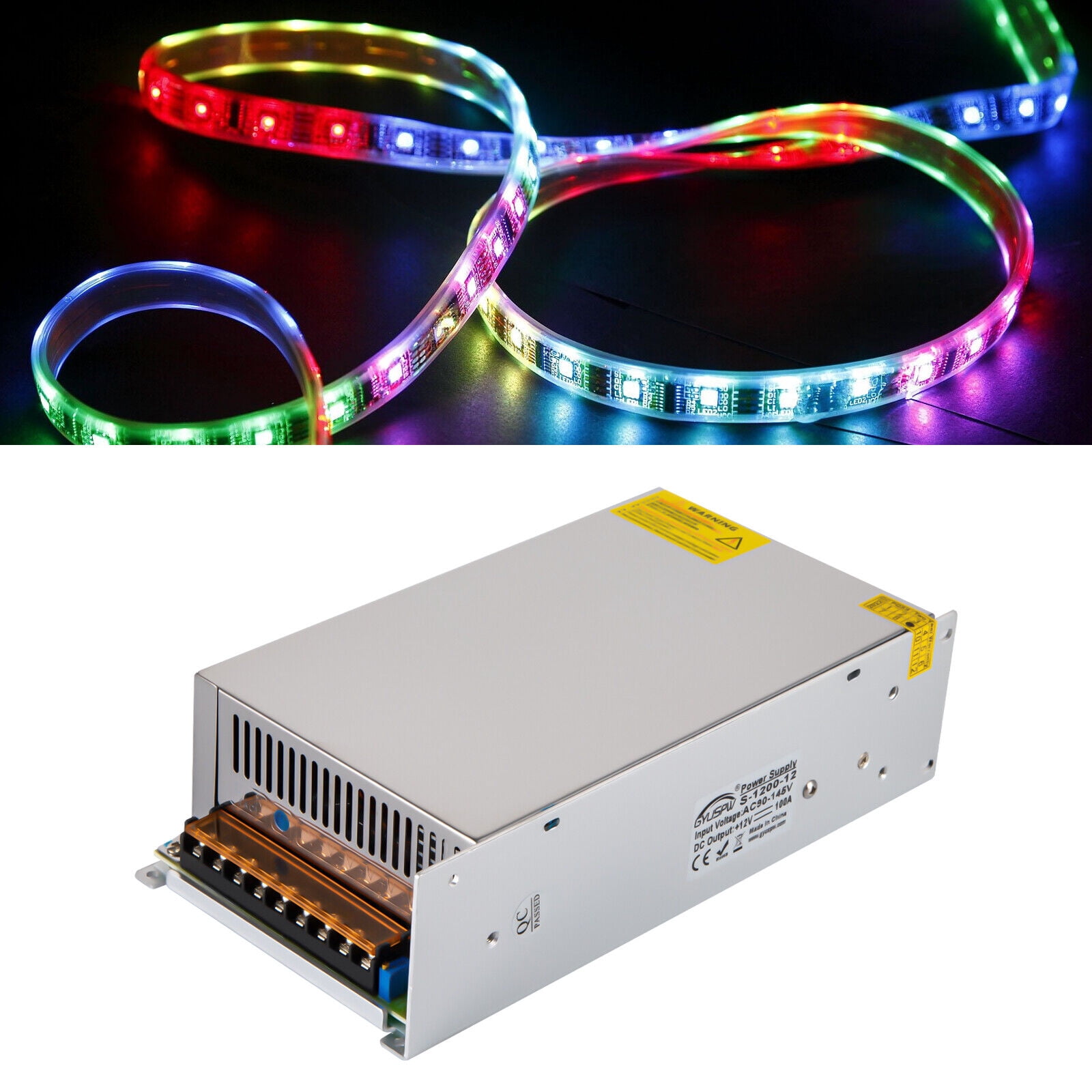 Miumaeov AC-DC 12V Transformer Converter for LED Lamp Motor, 1200W 100A ...