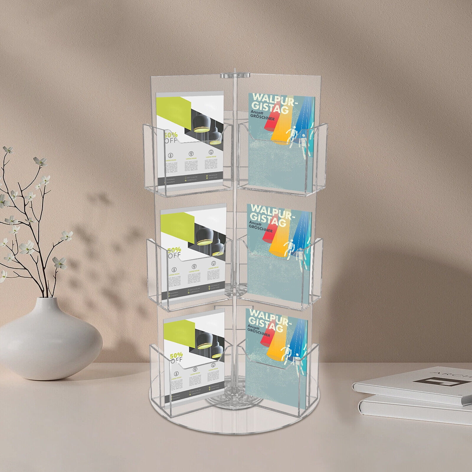 Miumaeov Acrylic Brochure Holder 3 Tier 18 Pockets Clear Literature ...