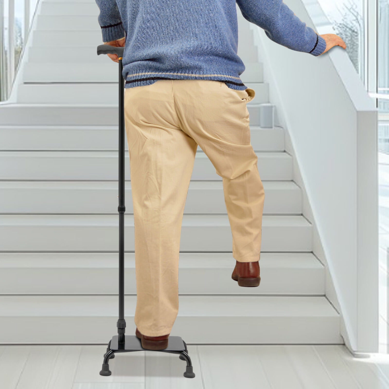 Miumaeov Aluminum Alloy Stair Climbing Assist Cane Adjustable Walking ...