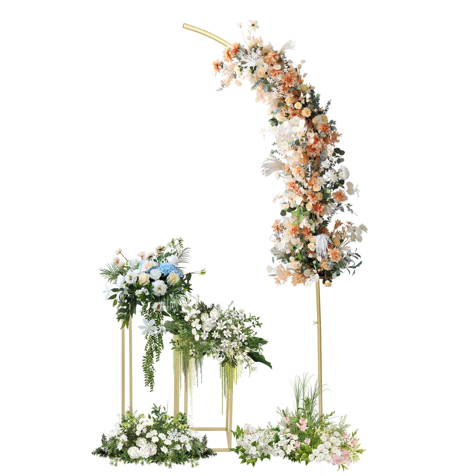 Miumaeov Arch Stand and 2pcs Rectangular Flower Stands Metal Backdrop ...