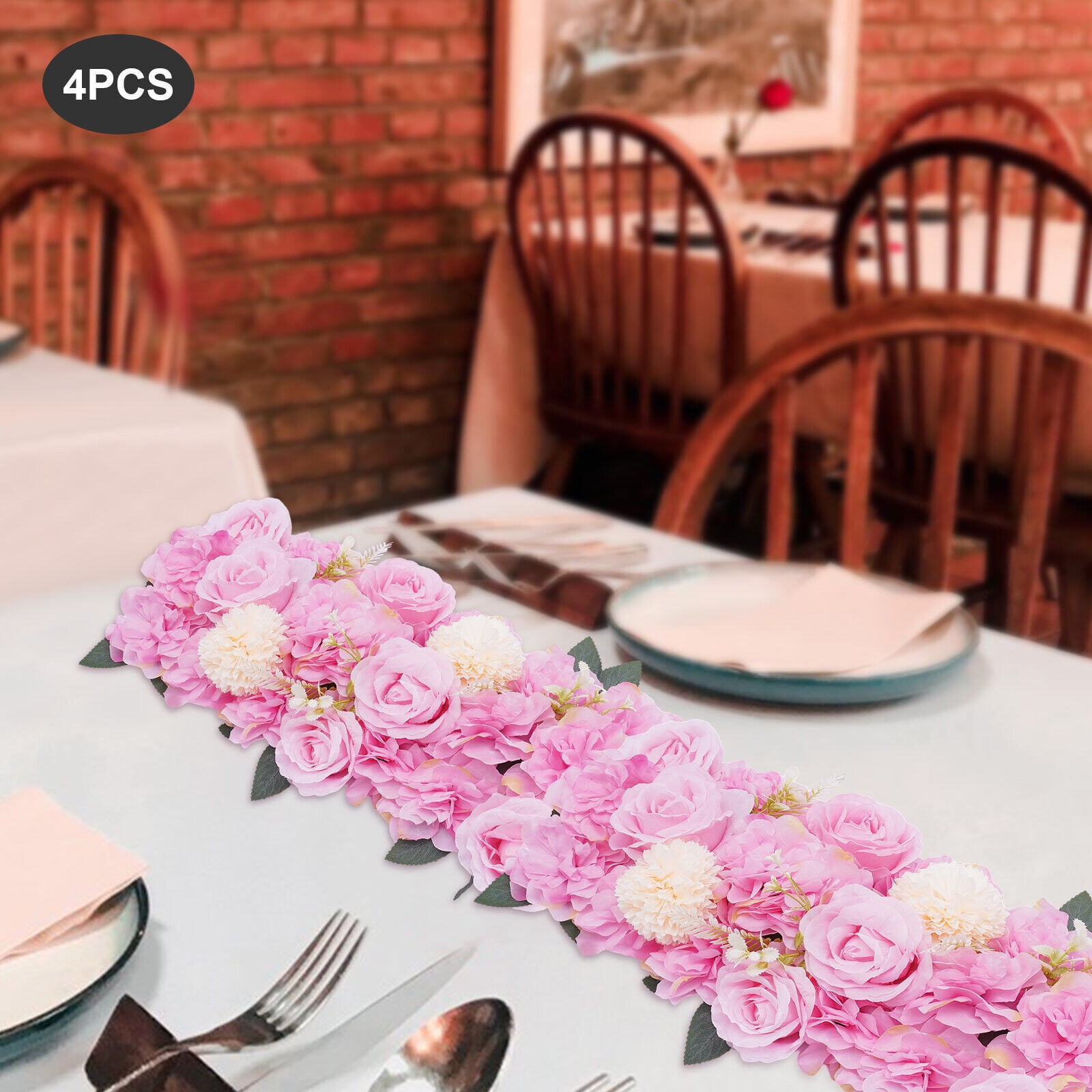 Miumaeov Artificial Flower Wall Panel 4PCS 20.5'' x 11" Pink Rose ...