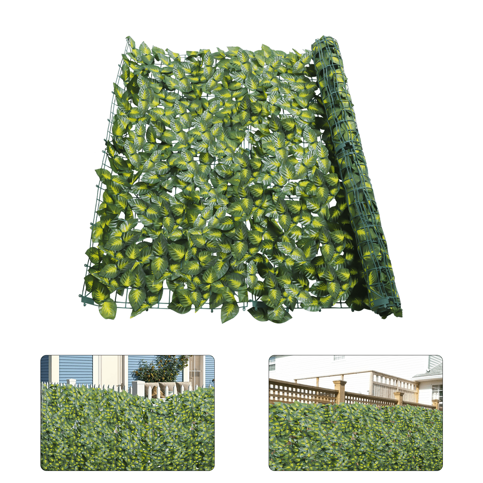 Miumaeov Artificial Green Leaves Privacy Fence 118'' x 39.4 ...