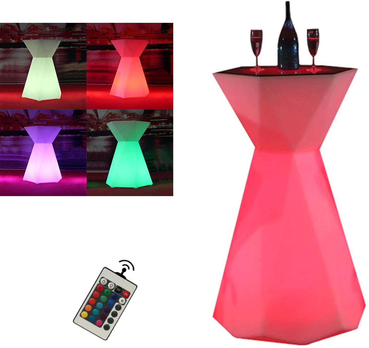 Miumaeov Bar Counter Coffee Table 29" H 16 Color Changing LED Light Up ...