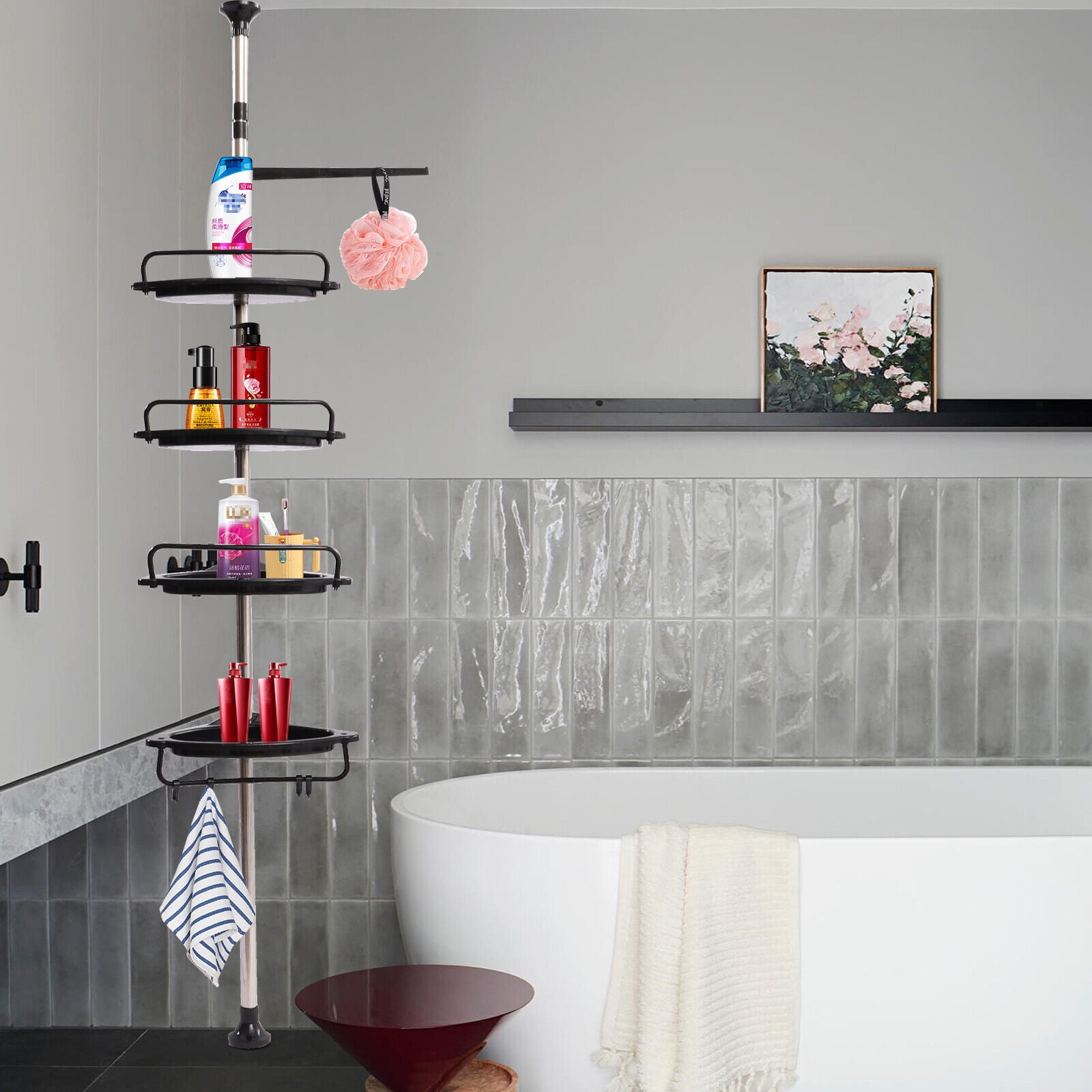 Miumaeov Bathroom Storage Organizer Holder Bath Storage Rack Wall Shelf ...