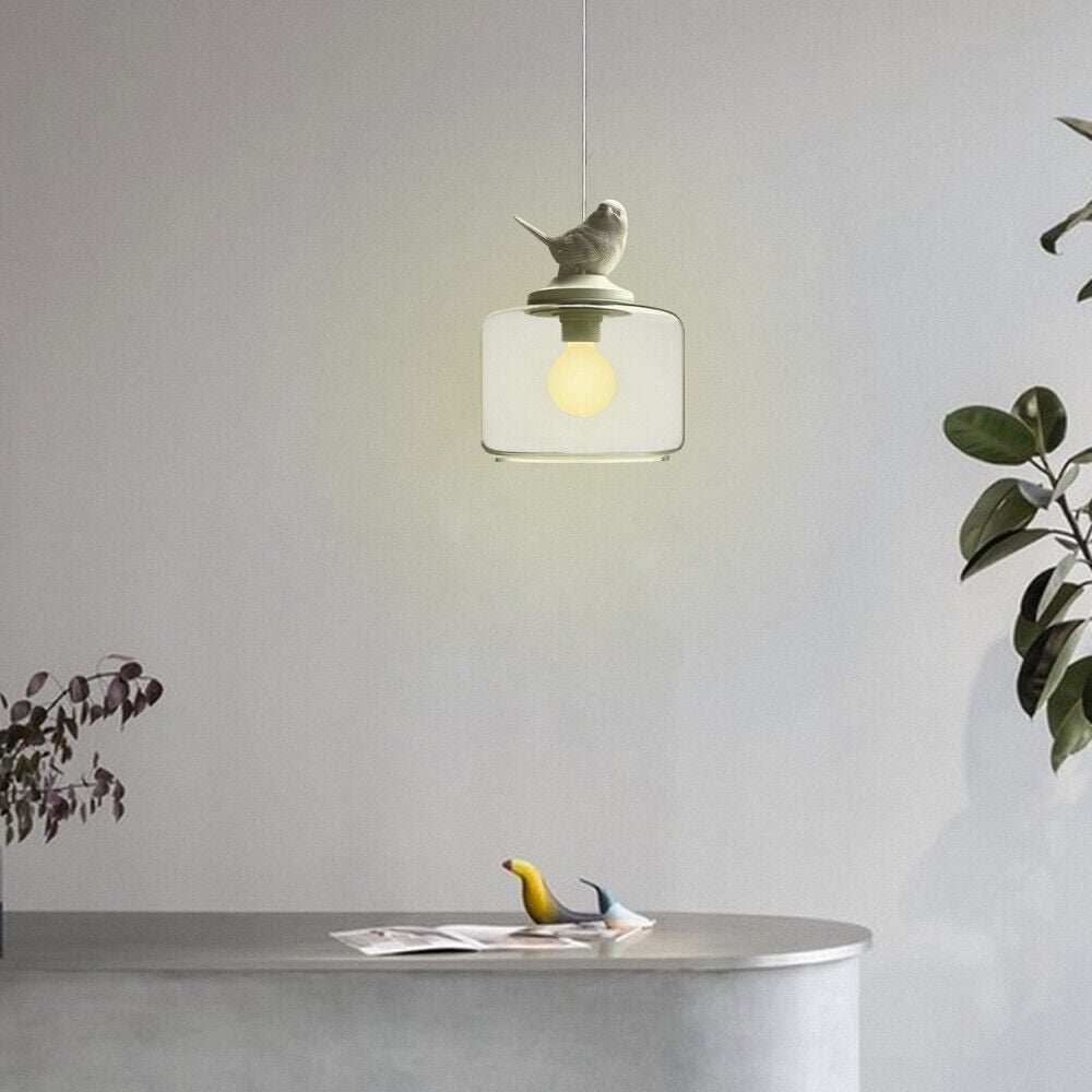 Miumaeov Bird Glass Chandelier Single Head Pendant Hanging Lamp Ceiling ...