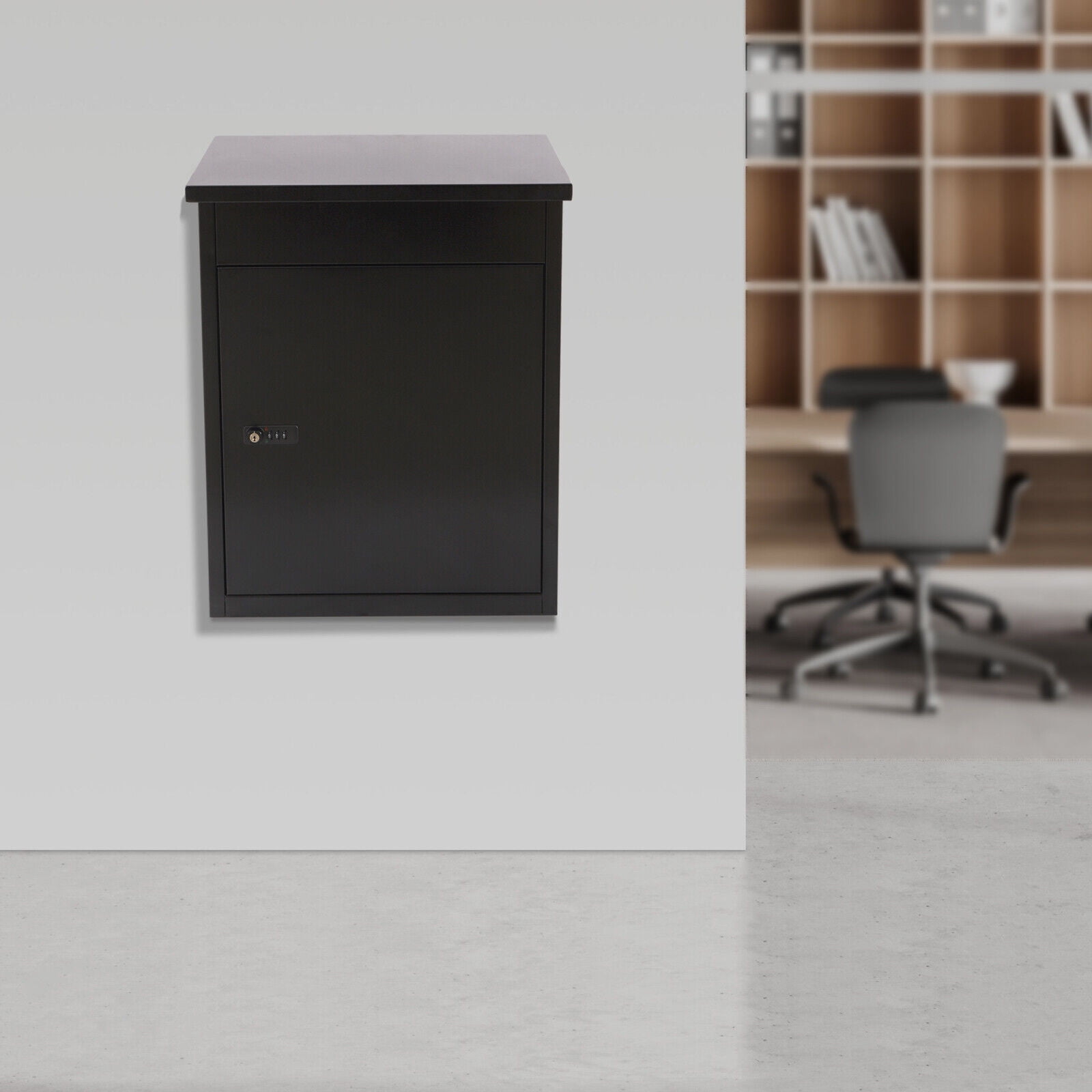 Miumaeov Black Package Drop Box Wall Mounted Locking Mailbox for ...