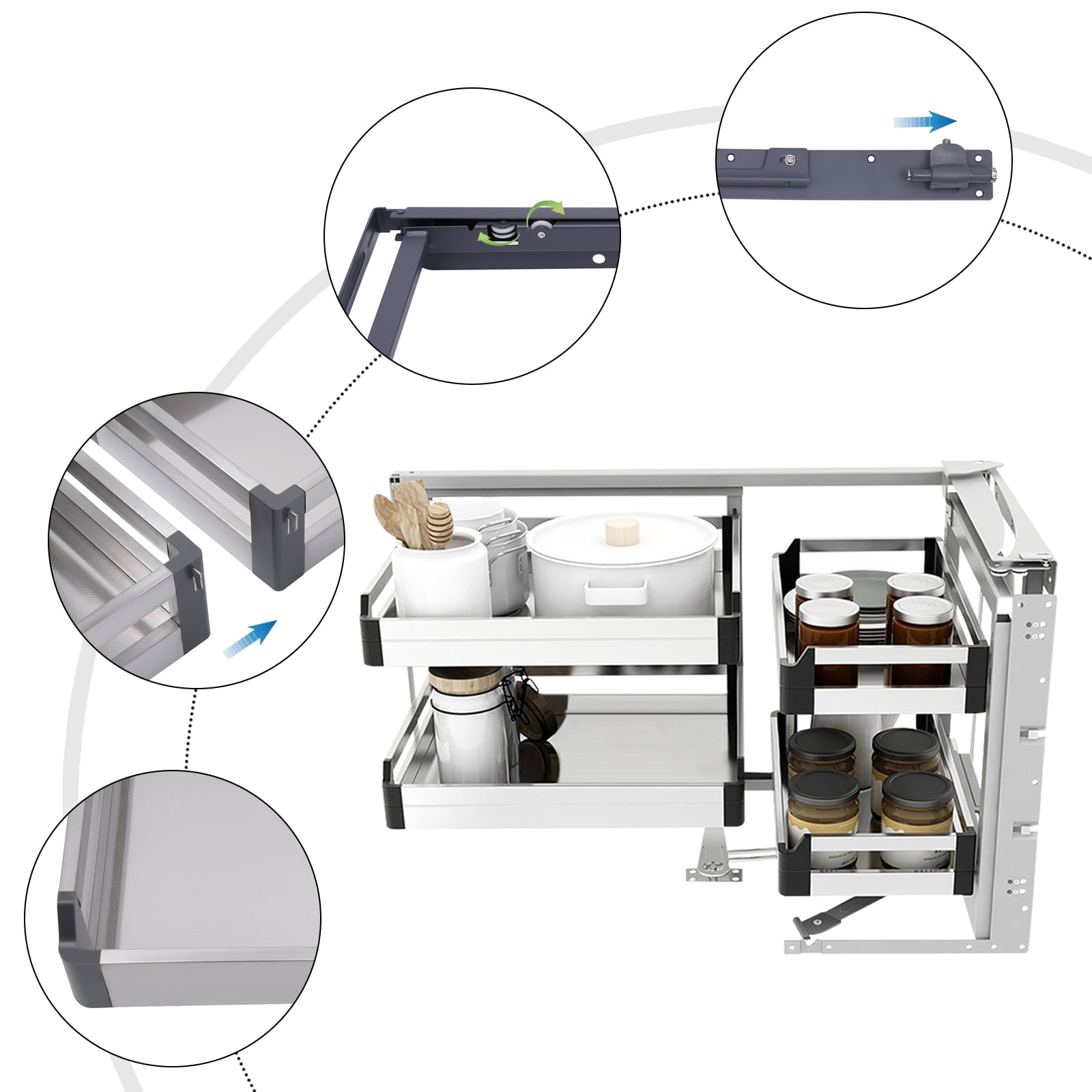 Miumaeov Space Saver Kitchen Cupboard Storage, Blind Corner Cabinet ...