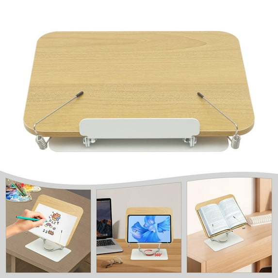 Miumaeov Book Stand for Reading Height Adjustable & 360° Rotating Book ...