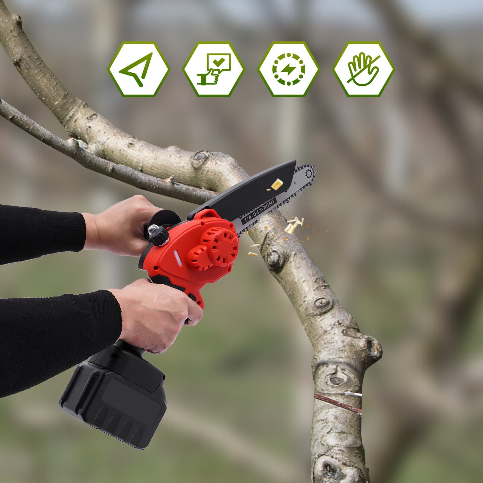 Miumaeov Brushless Mini Chainsaw 8" Electric Cordless Chainsaw with ...
