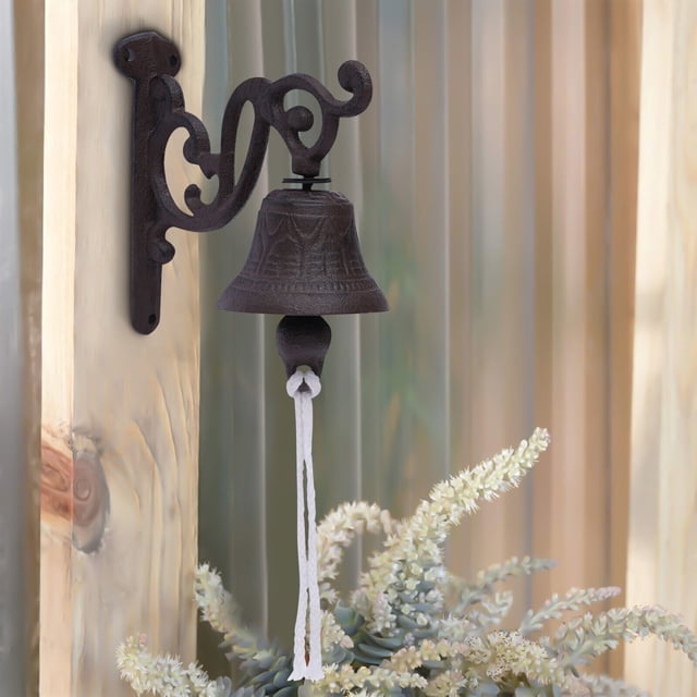 Miumaeov Cast Iron Hanging Bell Outdoor Wall Mounted Metal Door Bell ...