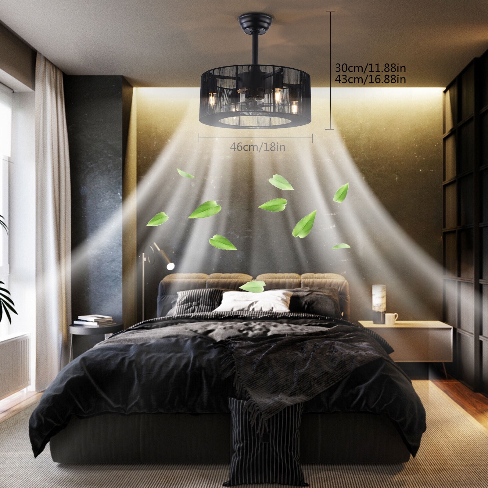Miumaeov Ceiling Fan Light Flush Mount Industrial Cage Ceiling Fan with ...